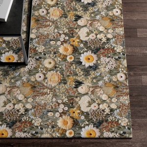 Wildflower Cottagecore, Earth Tone Floral Aesthetic Area Rug for ...