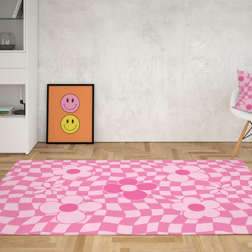 Green Checkered Rug Green Pastel Rugs for Bedroom Aesthetic - Etsy