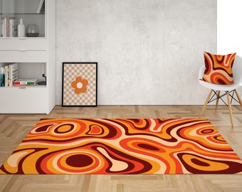 Pastel Retro Swirl Rug, Psychedelic Groovy 70s Rug, Wavy Trippy Rug ...