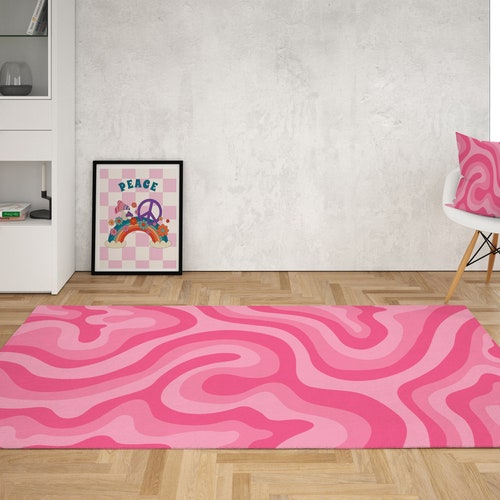 Pink Pastel Rugs for Bedroom Aesthetic Retro Rugs for Living - Etsy