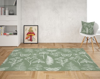 Sage Botanical Area Rug - Etsy