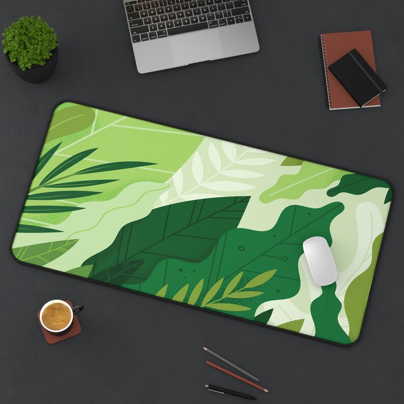 Green Leaves Desk Mat Botanical Plants Cottage Core Desk Pad - Etsy