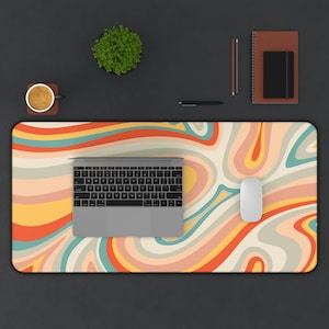 Pastel Retro Desk Mat, Wavy Groovy Retro Mouse Pad, Funky Desk ...