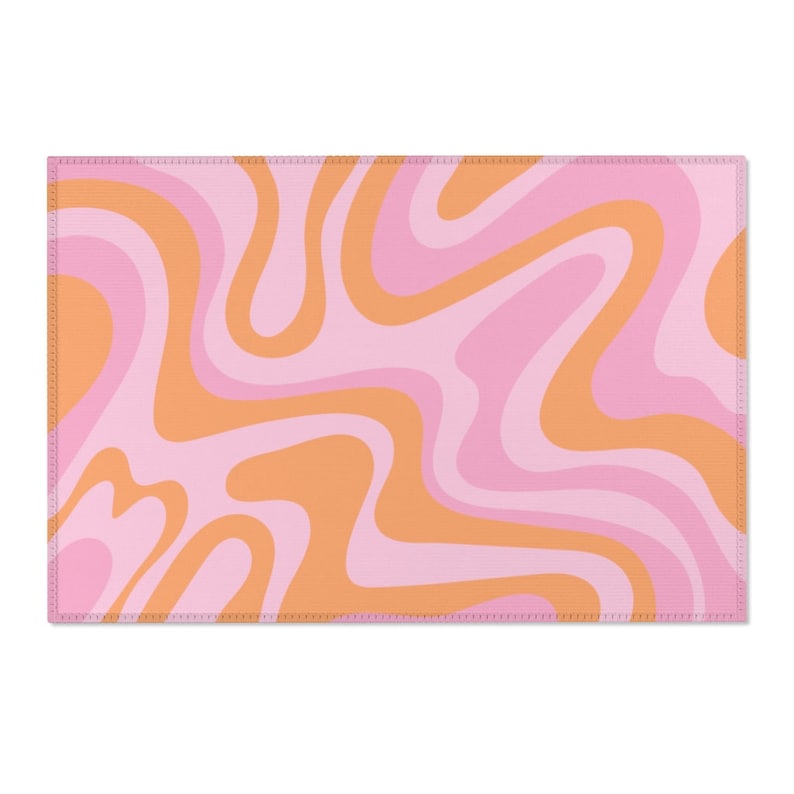 Pastel Orange Pink Retro Rug 70s Rug Groovy Rug Wavy Rug - Etsy