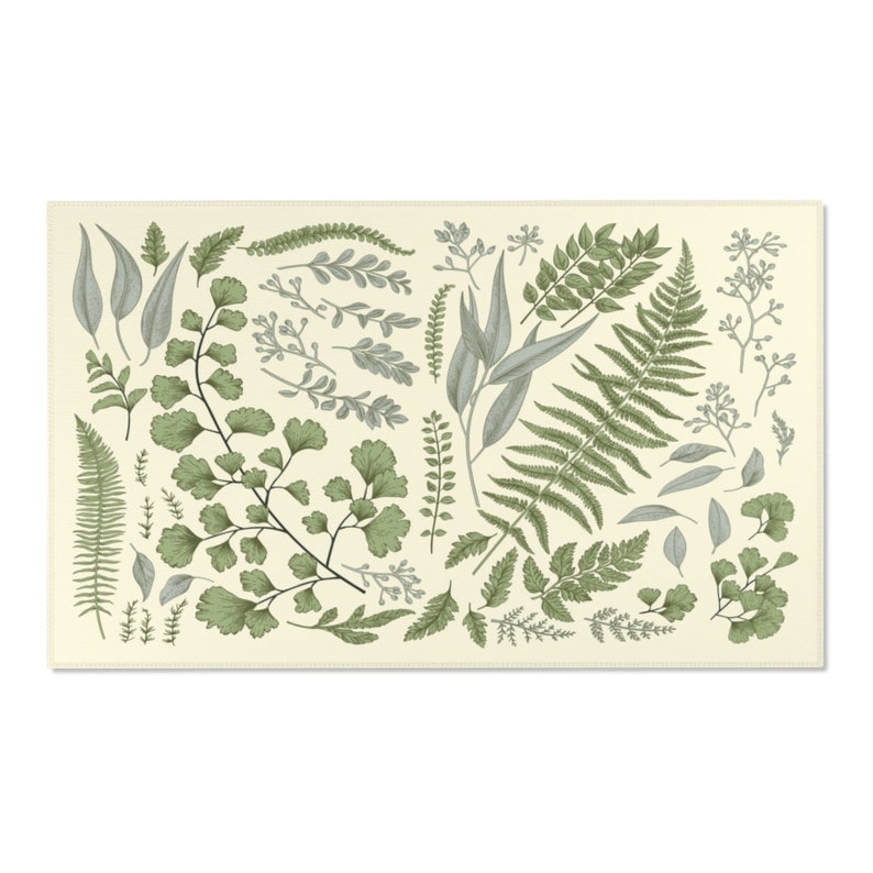 Vintage Fern Rug Botanical Eucalyptus Rug Floral Botanical - Etsy
