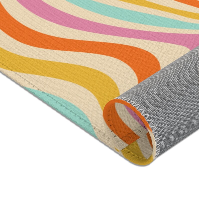 Pastel Colorful Wavy Rug Retro Rug Groovy 70s Rug Funky - Etsy