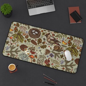 Sage Green Mushroom Mouse Pad, Cottagecore Desk Mat, Earthy Forest Frog Nature Plant, Desk ...