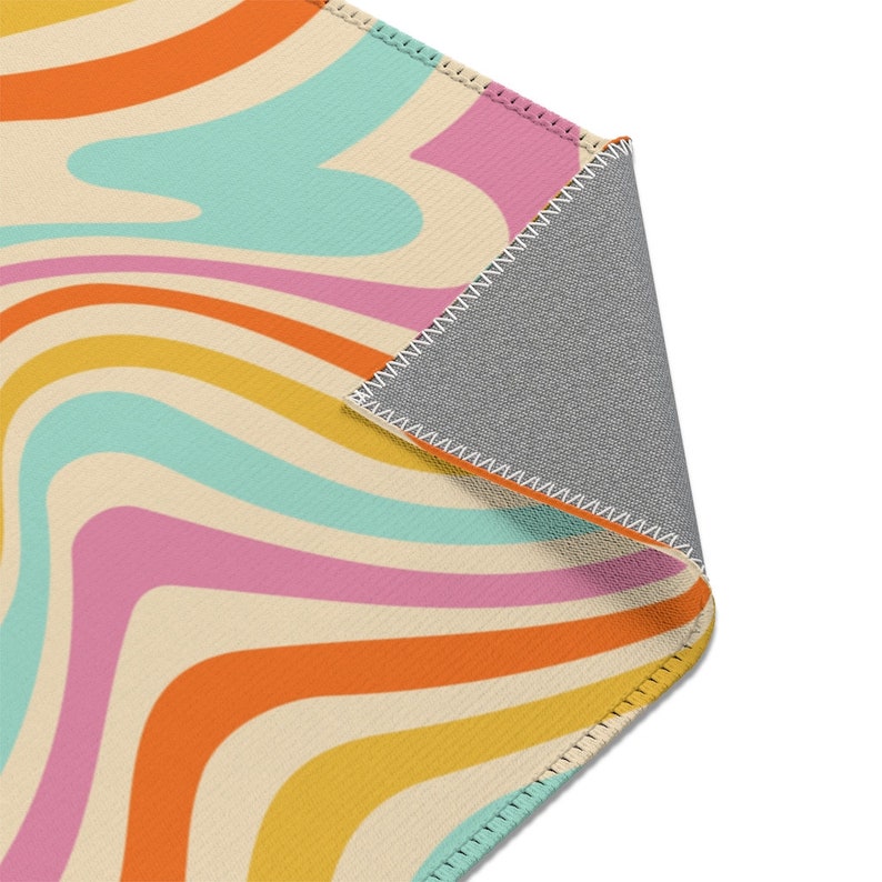 Pastel Colorful Wavy Rug Retro Rug Groovy 70s Rug Funky - Etsy