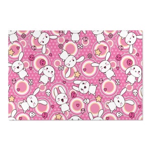 Pastel Kawaii Area Rug, Pink Bunny Kawaii Carpet, Kawaii Decor for ...