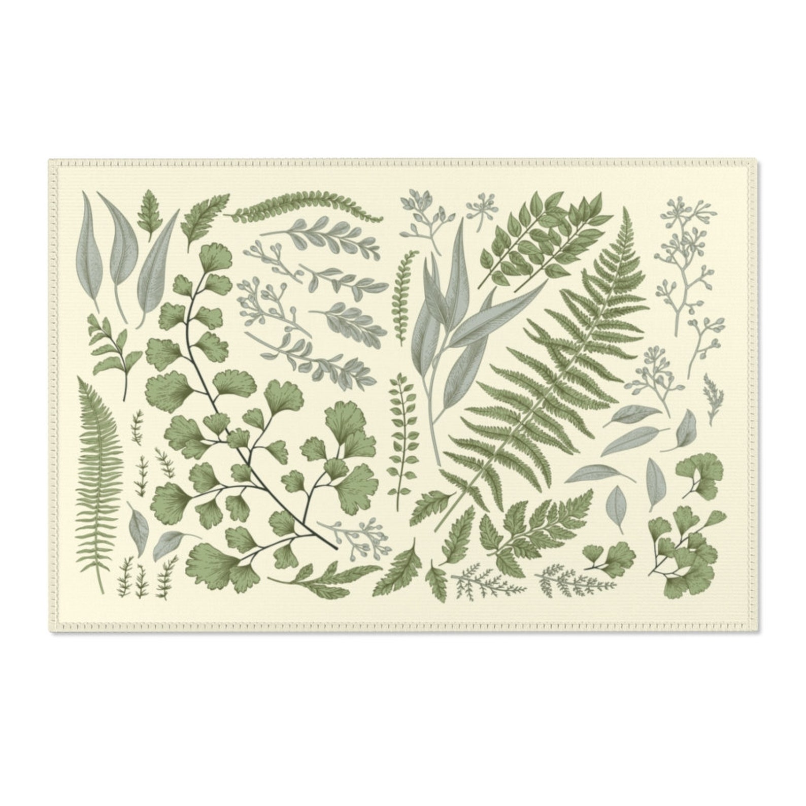 Vintage Fern Rug, Botanical Eucalyptus Rug, Floral Botanical Rug ...