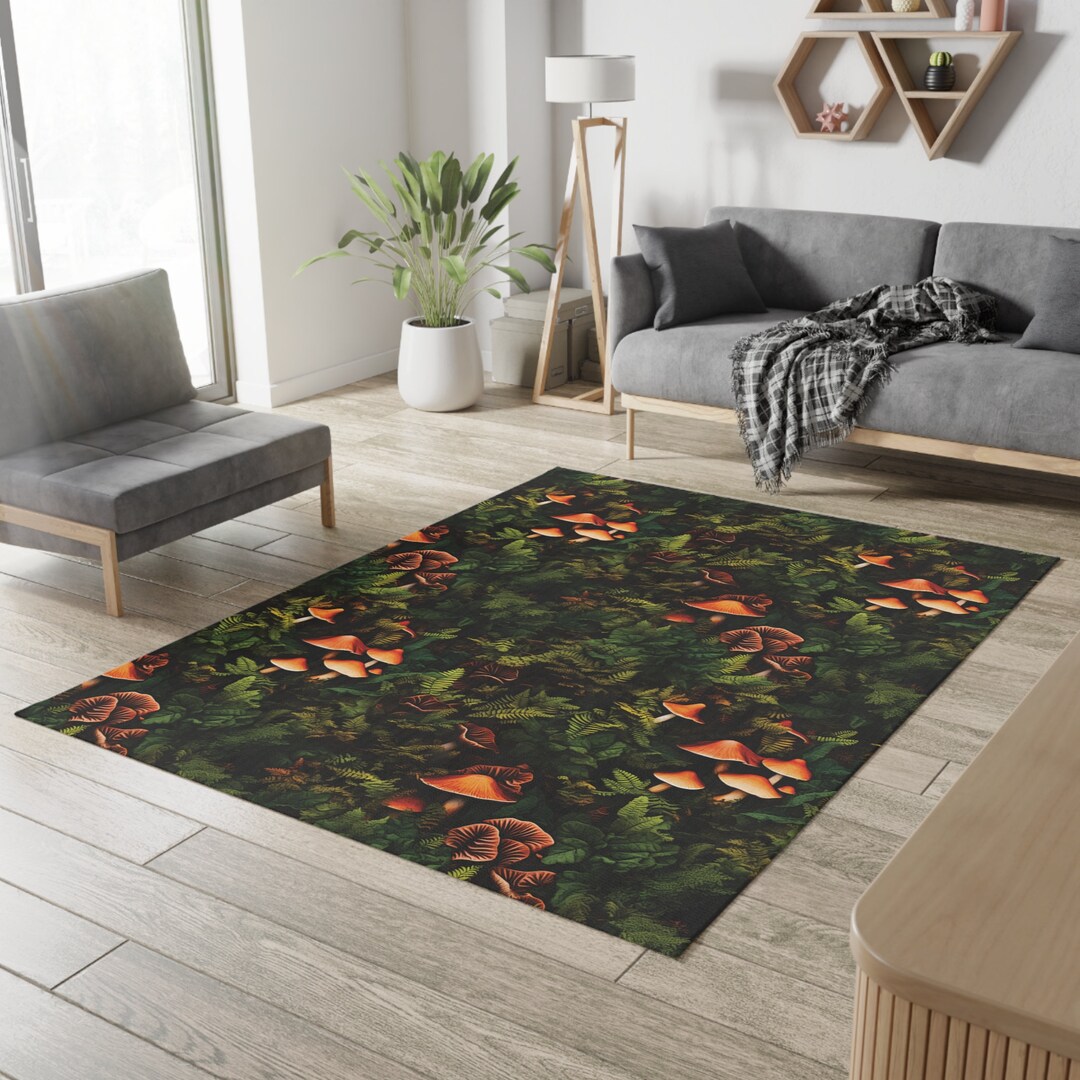 Forest Floor Moss Rug, Moody Mushroom Rug, Floral Botanical Rug ...