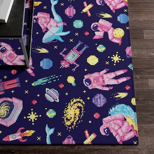 80S Arcade Carpet, Pixel Art Space Arcade Area Rug, Boys Game Room ...
