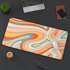 Pastel Retro Desk Mat, Wavy Groovy Retro Mouse Pad, Funky Desk ...
