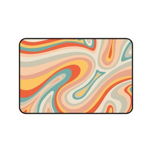 Pastel Retro Desk Mat, Wavy Groovy Retro Mouse Pad, Funky Desk ...