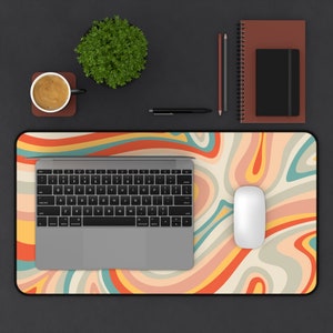 Pastel Retro Desk Mat, Wavy Groovy Retro Mouse Pad, Funky Desk ...