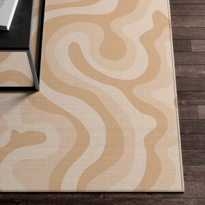 Neutral Beige Wavy Rug, Retro 70s Rug, Groovy Rug, Wavy Rug, Area Rug ...