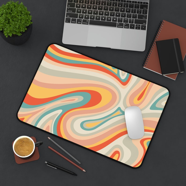 Pastel Retro Desk Mat Wavy Groovy Retro Mouse Pad Funky Desk - Etsy