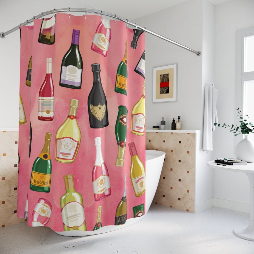 Champagne Bottles Shower Curtain, Preppy Shower Curtain, Preppy Room ...