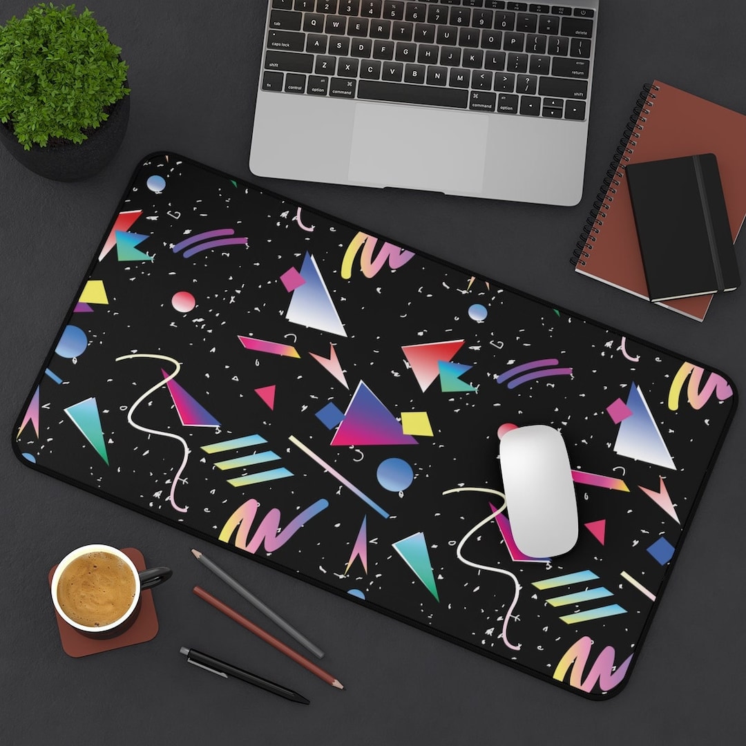 80s Arcade Desk Pad: Neon Memphis Style Gaming Mouse Pad - Etsy