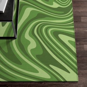 Sage Green Groovy Rug, Retro Rug, Psychedelic 70s Rug, Funky Rug, Wavy ...