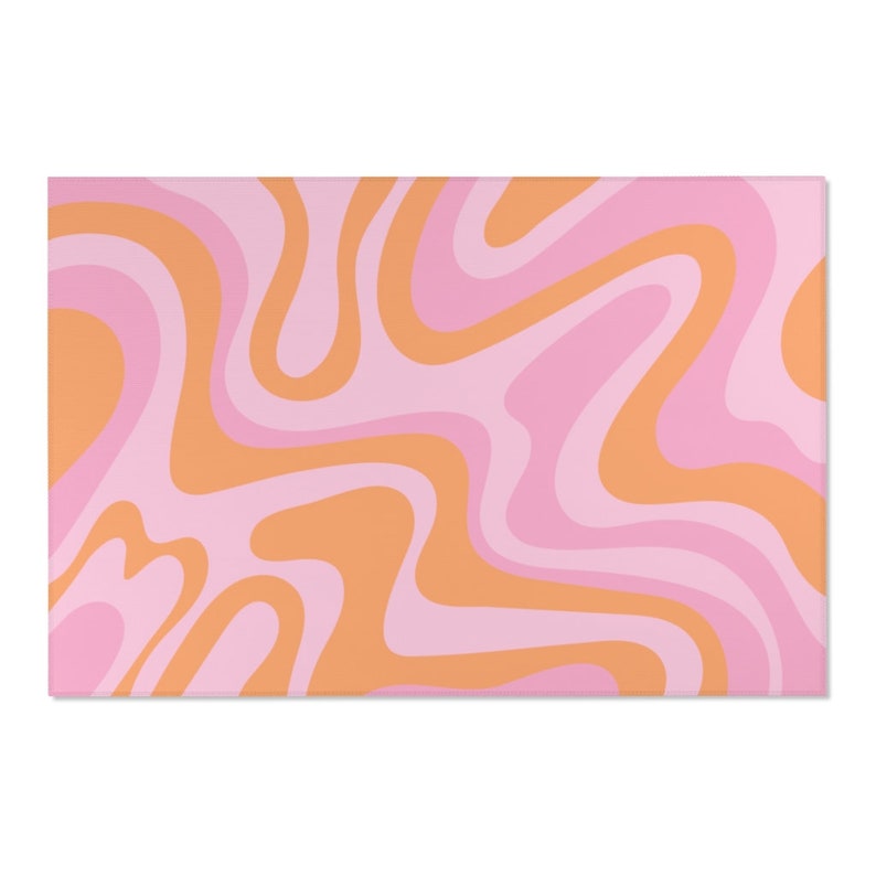 Pastel Orange Pink Retro Rug 70s Rug Groovy Rug Wavy Rug - Etsy