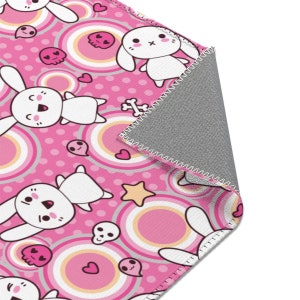 Pastel Kawaii Area Rug, Pink Bunny Kawaii Carpet, Kawaii Decor for ...