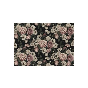Dark Wild Roses Indoor Outdoor Rug, Dark Academia Room Decor, Dark ...