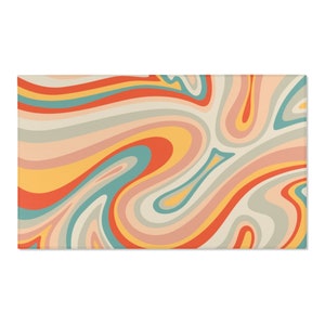 Pastel Retro Swirl Rug, Psychedelic Groovy 70s Rug, Wavy Trippy Rug ...