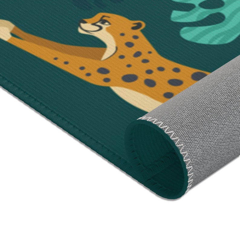 Leopard With Tropical Leaves Area Rug Preppy Room Decor - Etsy