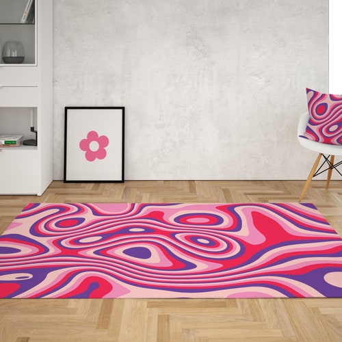 Pastel Retro Swirl Rug Psychedelic Groovy 70s Rug Wavy - Etsy