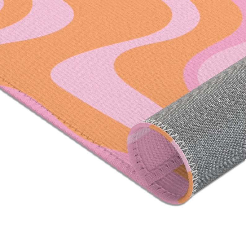 Pastel Orange Pink Retro Rug 70s Rug Groovy Rug Wavy Rug - Etsy