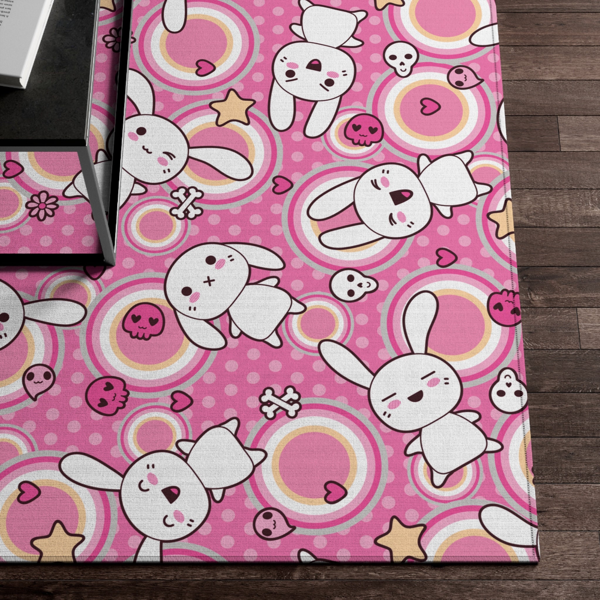 Pastel Kawaii Area Rug Pink Bunny Kawaii Carpet Kawaii Decor - Etsy