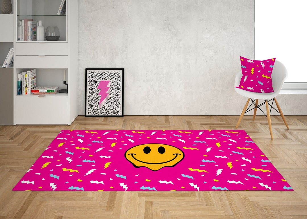 Pink Happy Face Preppy Rug, Preppy Room Decor, VSCO Preppy Rug, VSCO ...