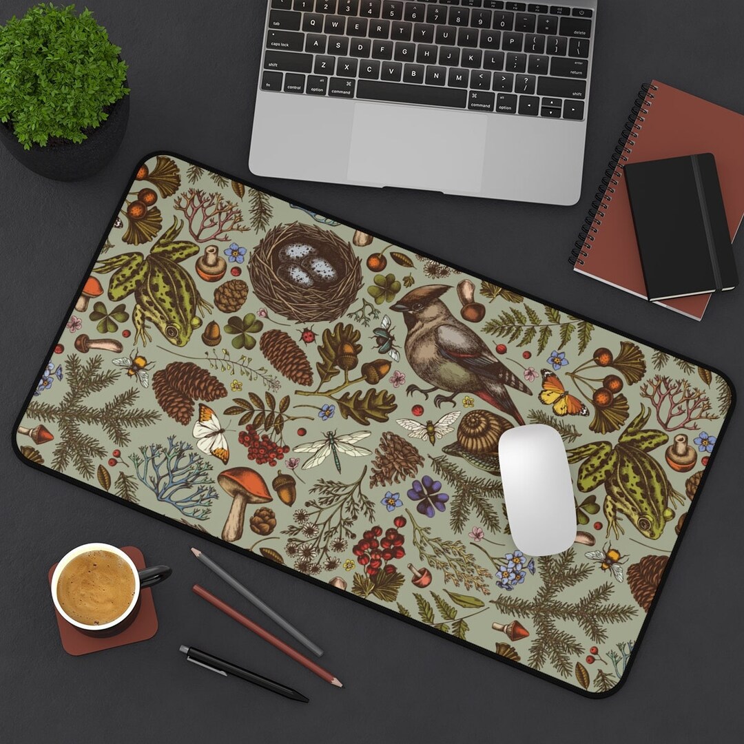 Sage Green Mushroom Mouse Pad, Cottagecore Desk Mat, Earthy Forest Frog ...