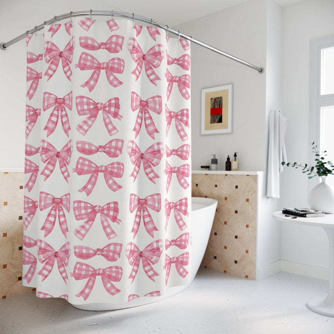 Pink Bows Coquette Shower Curtain, Trendy Chic Coquette Room Decor ...