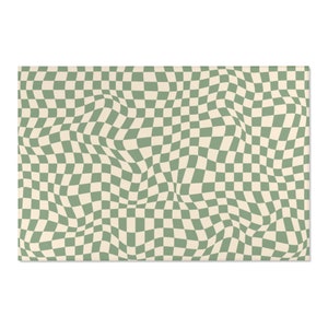 Green Checkered Rug, Green Pastel Rugs for Bedroom, Aesthetic Retro ...