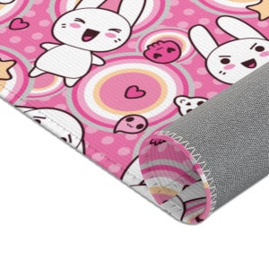 Pastel Kawaii Area Rug, Pink Bunny Kawaii Carpet, Kawaii Decor for ...