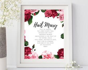 Hail Mary Catholic Prayer Instant DIGITAL Download Printable | Etsy