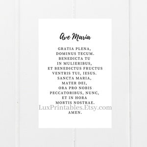 Latin Hail Mary | Ave Maria | Catholic Prayer Card | 4x6 Instant ...