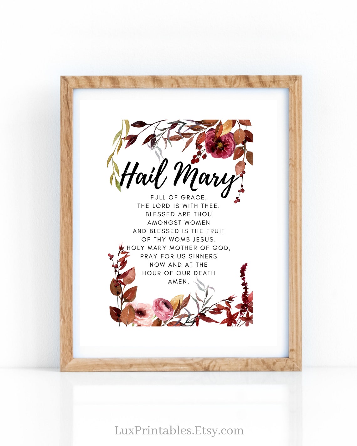Hail Mary Prayer PRINTABLE Catholic 8x10 11x14 Digital | Etsy