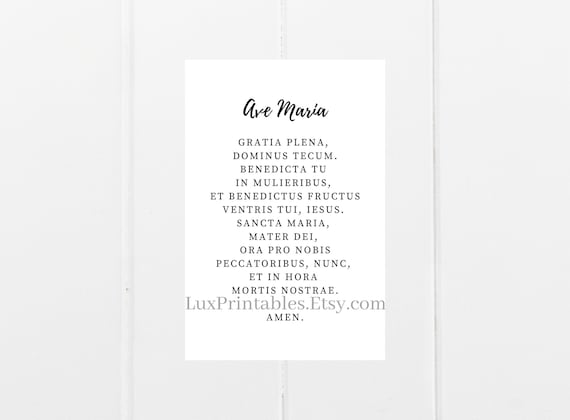 Latin Hail Mary Ave Maria Catholic Prayer Card 4x6 - Etsy