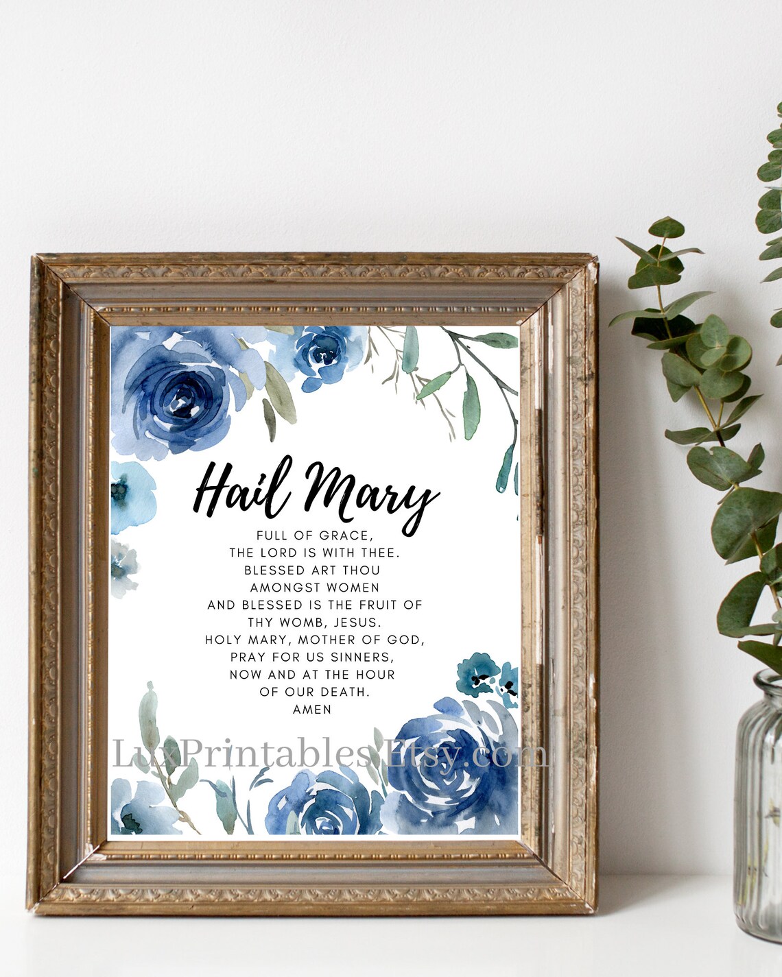 Hail Mary Catholic Prayer 5x7, 8x10 DIGITAL DOWNLOAD Printable Catholic ...
