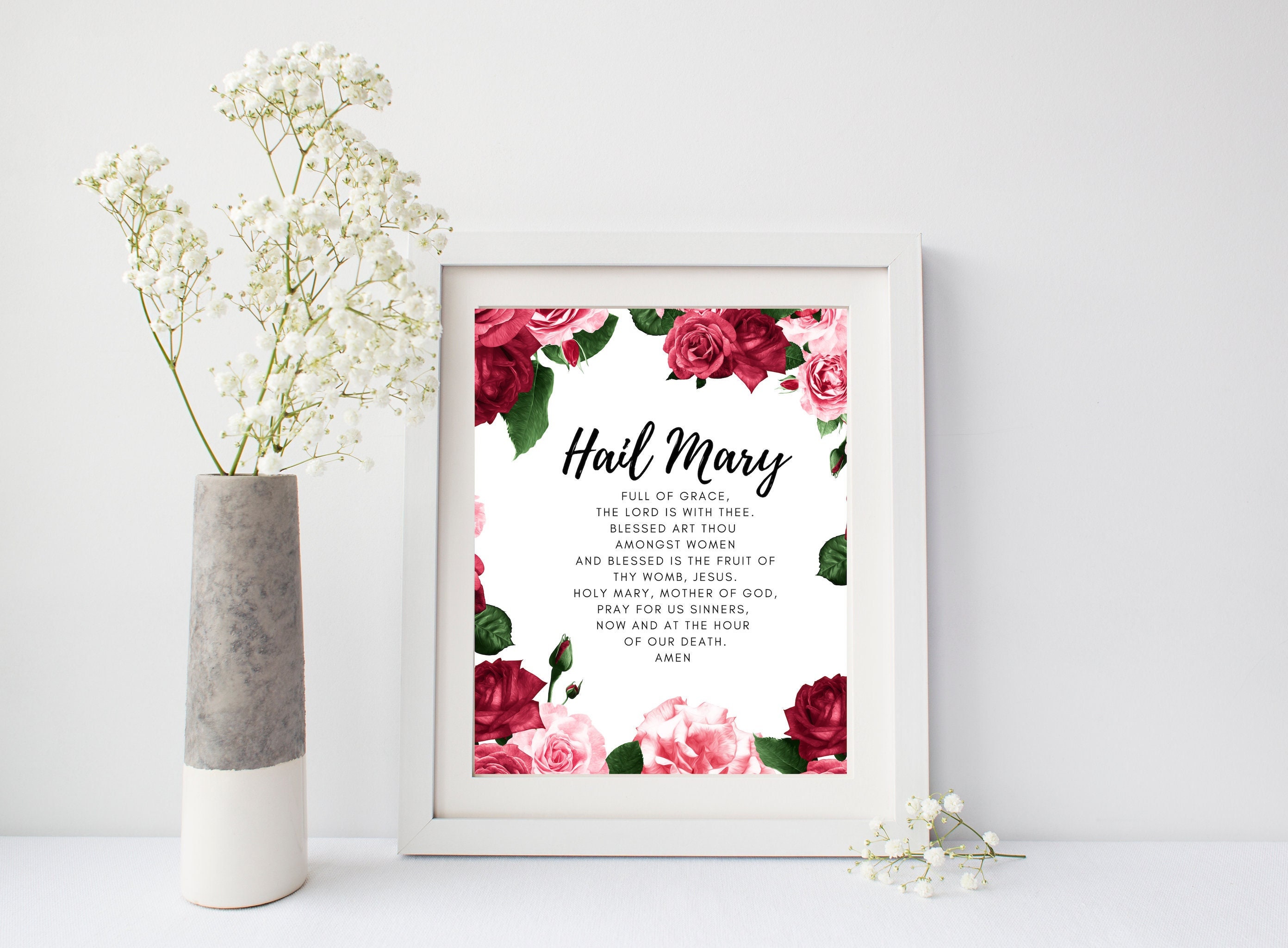 Hail Mary Catholic Prayer 8x10 Wall Art Instant DIGITAL DOWNLOAD ...