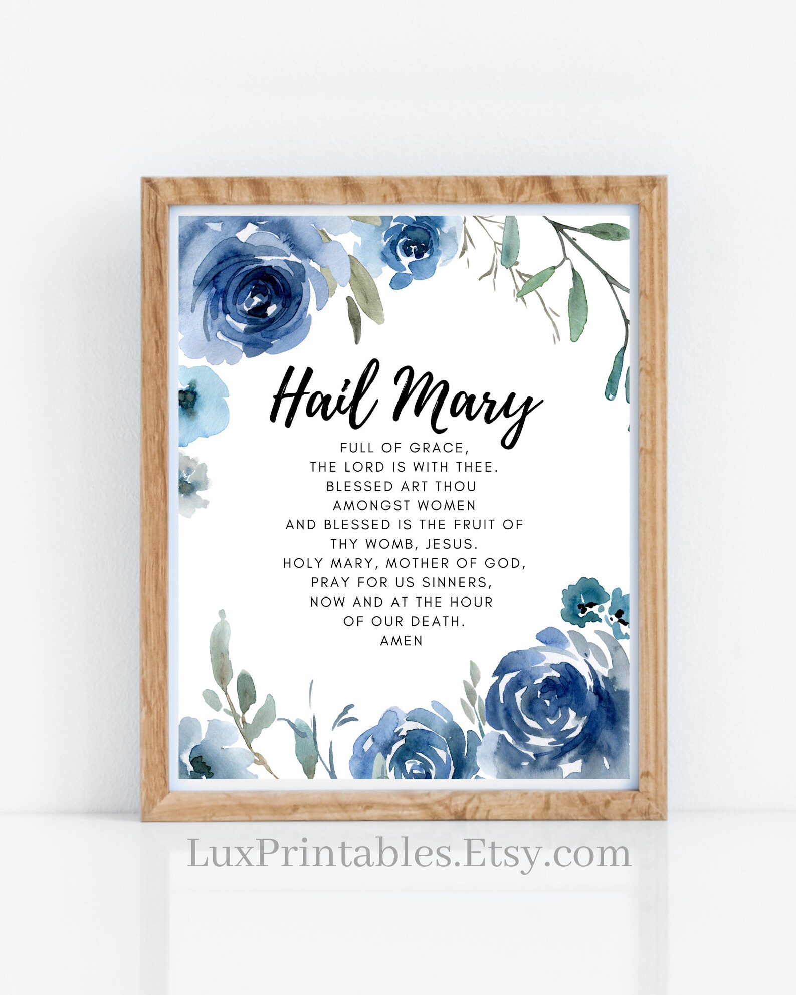 Hail Mary Catholic Prayer 5x7, 8x10 DIGITAL DOWNLOAD Printable Catholic ...