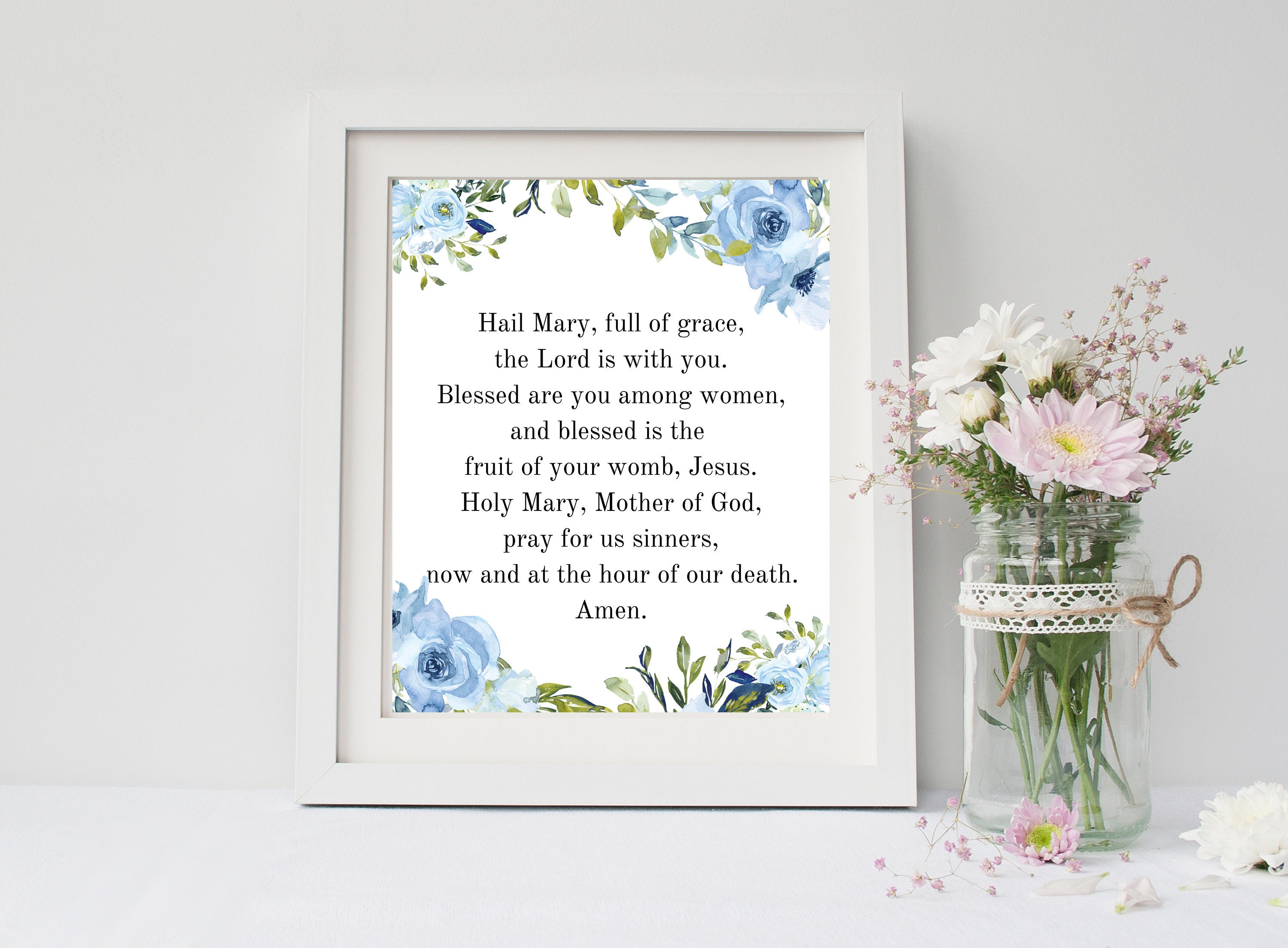 Hail Mary Catholic Prayer 8x10 DIGITAL DOWNLOAD Printable Catholic ...