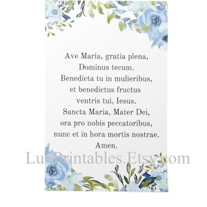 Ave Maria Latin Prayer Print | Catholic Floral Wall Art (digital ...