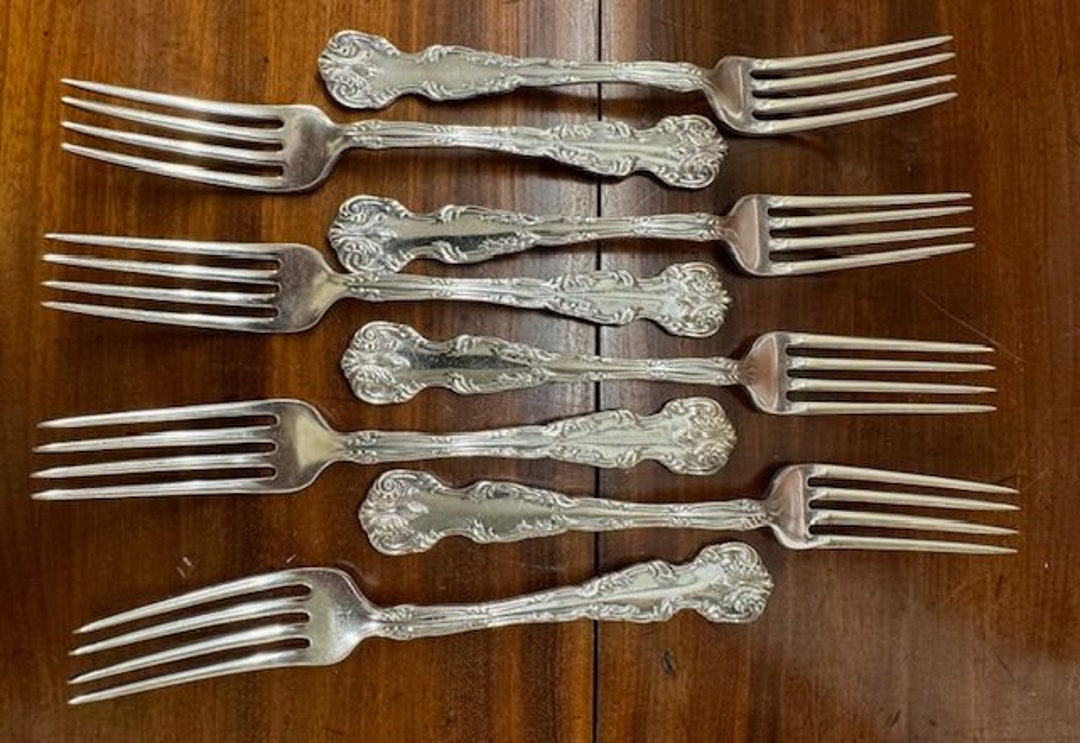 Set of 8 Birks Regency Silver Plate Cotillion or Chatillon Dinner Forks ...