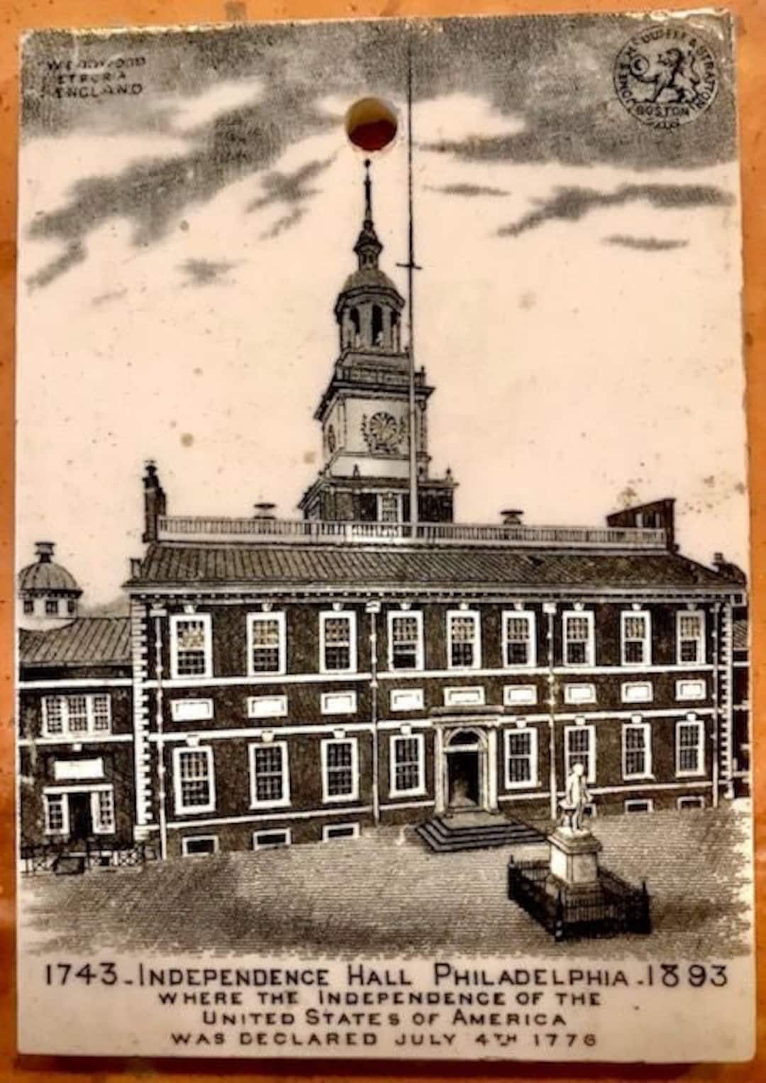 Antique Black 1893 Wedgwood Calendar Tile Independence Hall ...