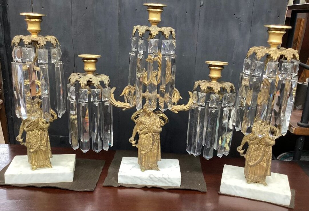 Antique Sultan Model 3 Piece Girandole Set in Original Gold - Etsy
