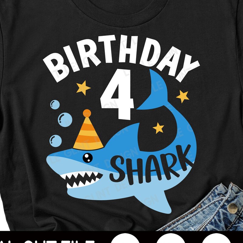 Shark Birthday 4 Png - Etsy